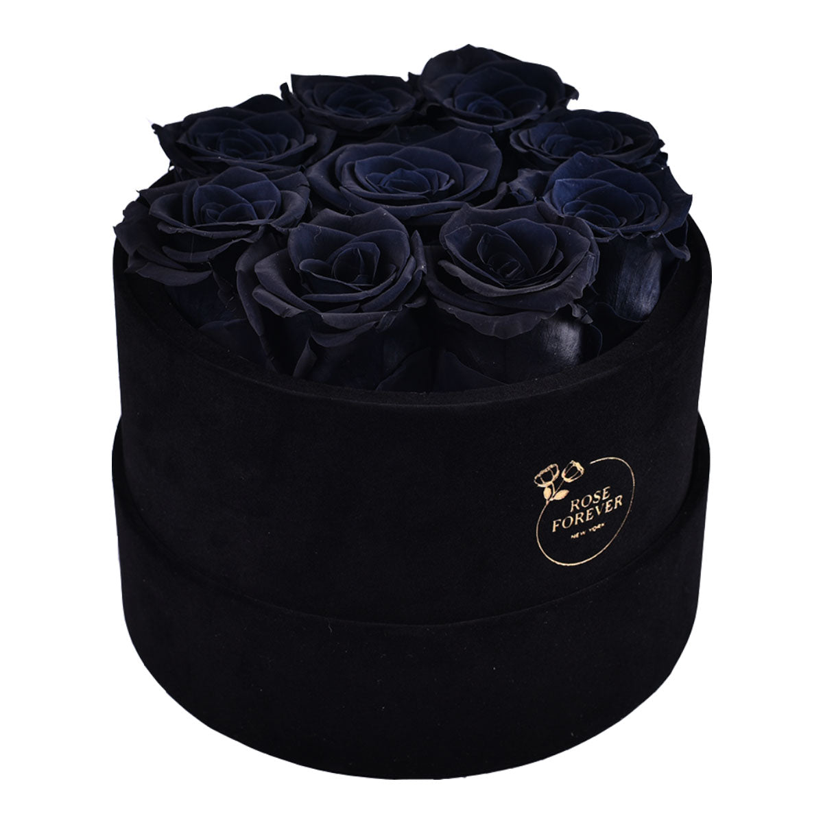 9 Black Roses Black Round Velvet Box Flower Delivery Rose Forever