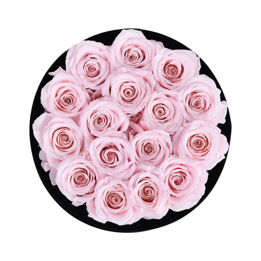 16 Royal Blue Roses - Black Round Velvet Box | Flower Delivery – Rose ...