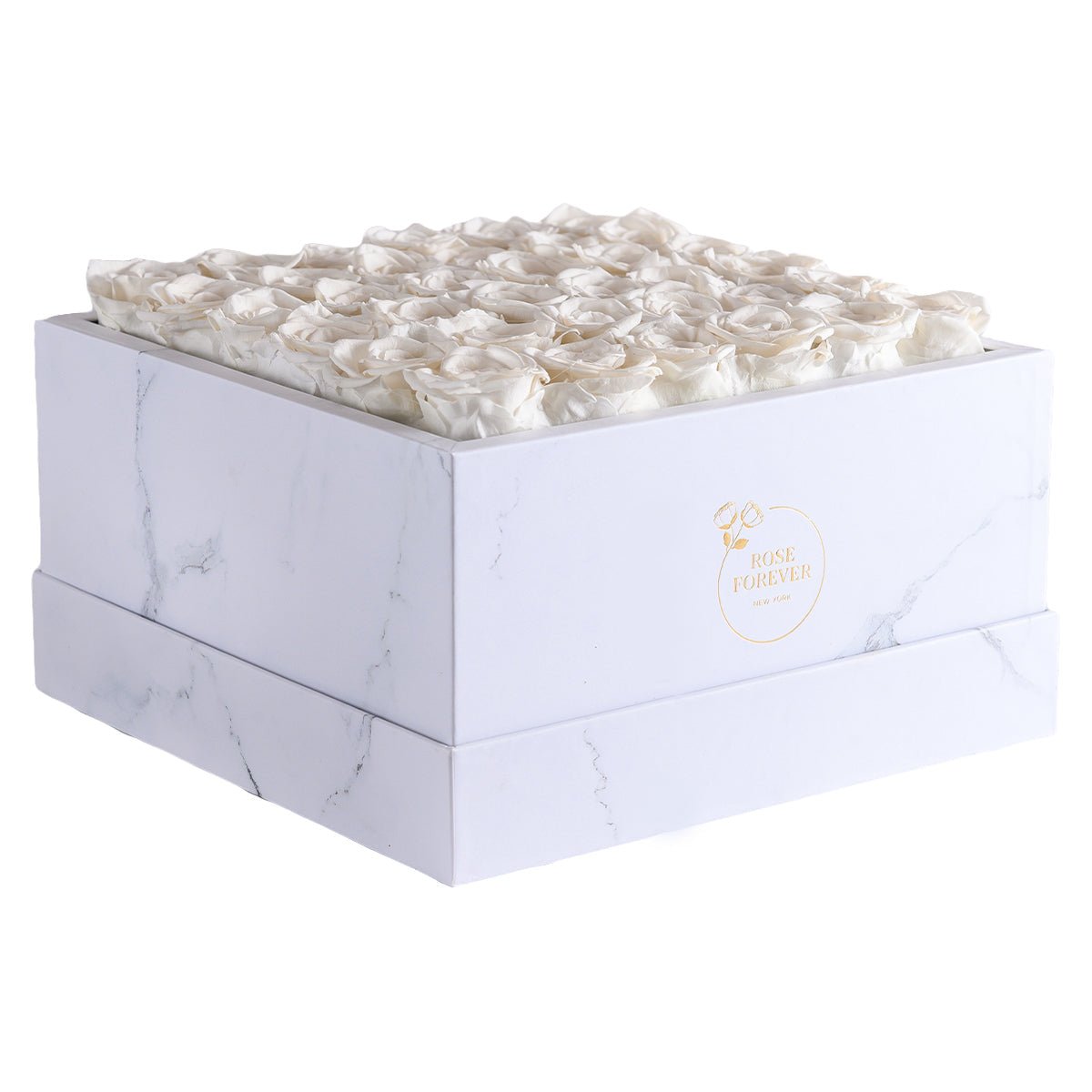 36 White Roses in a White Marble Box | Flower Delivery – Rose Forever