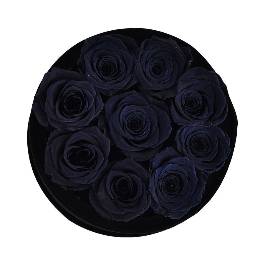 9 White Roses - Black Round Velvet Box | Flower Delivery – Rose Forever