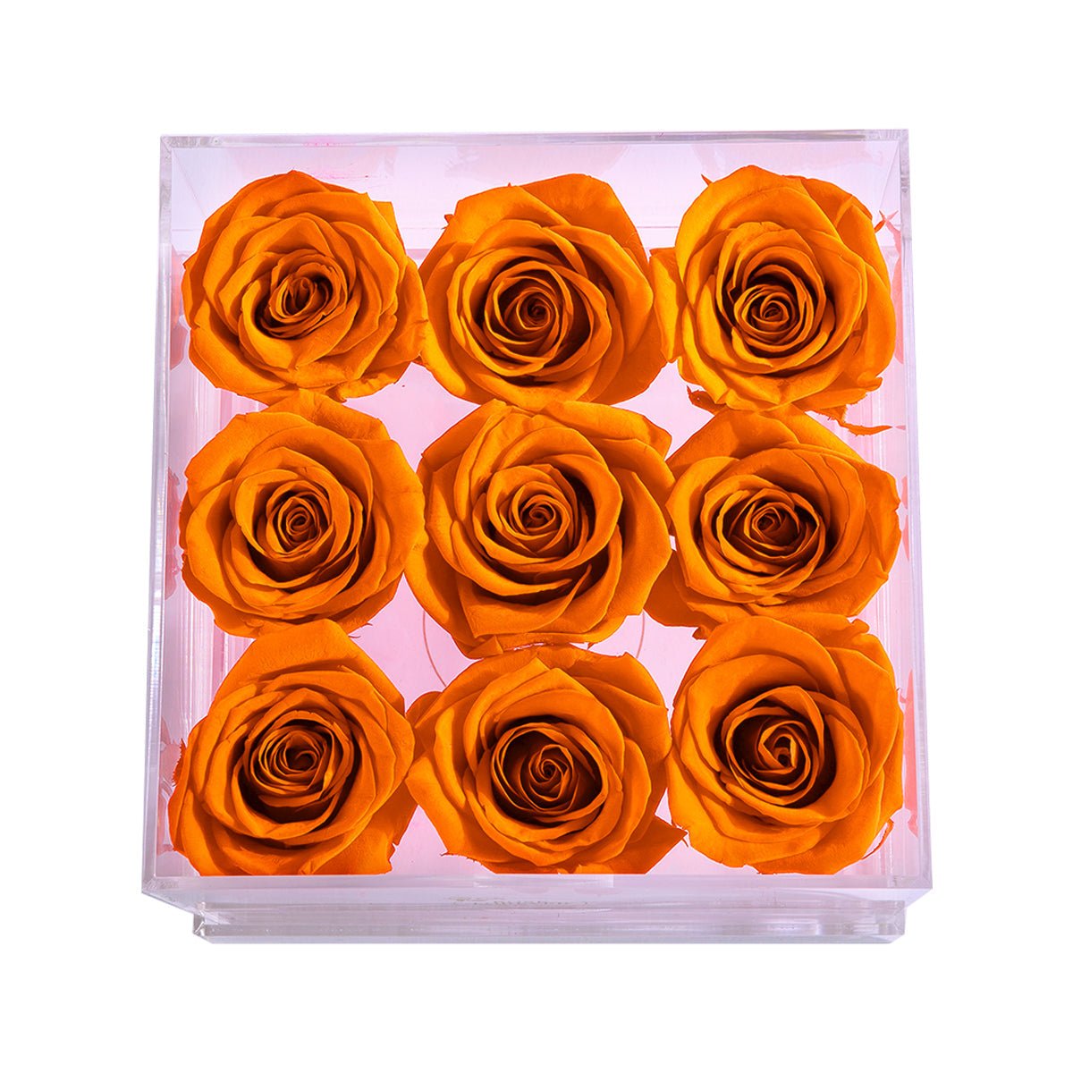 9 Pink Roses - Square Acrylic Box | Flower Delivery – Rose Forever