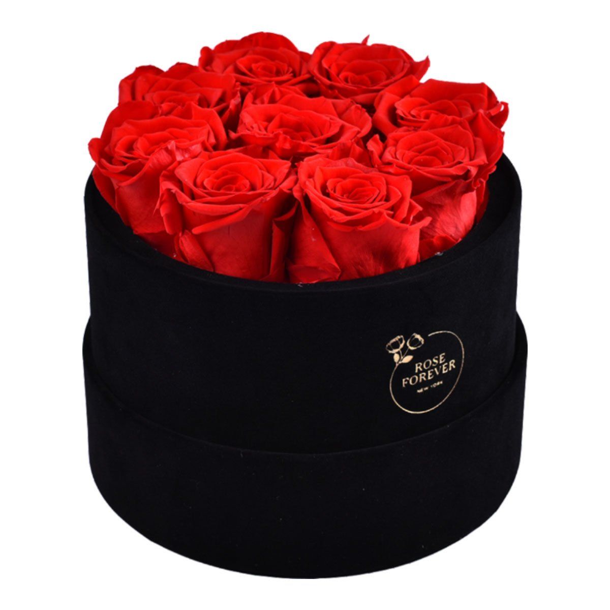 9 Red Roses - Round Black Velvet Box | Flower Delivery – Rose Forever